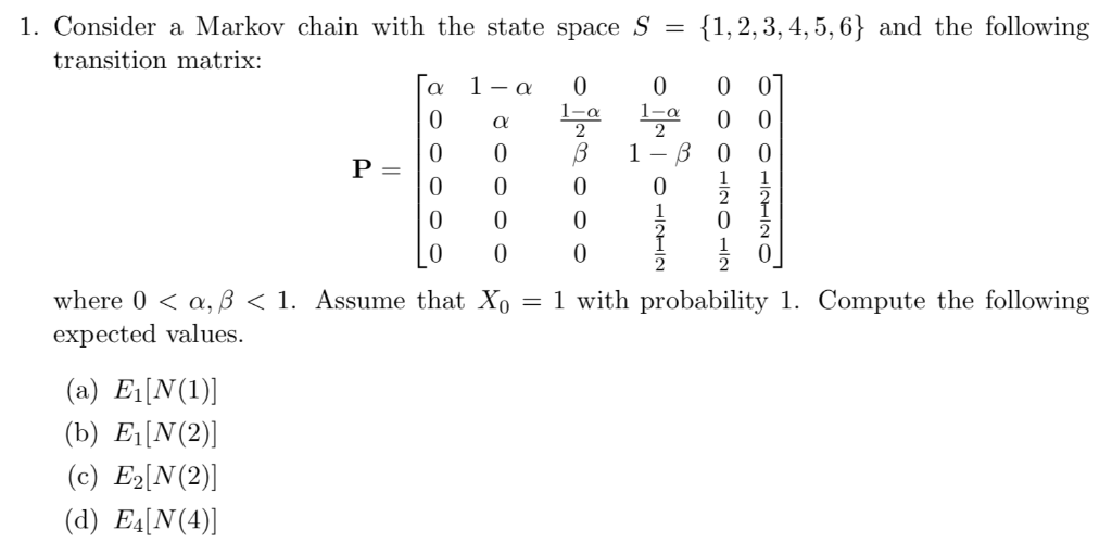 Solved 1 Consider A Markov Chain With The State Space