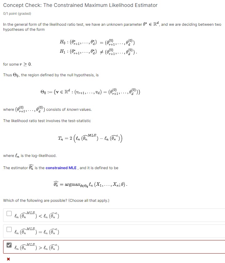 Concept Check: The Constrained Maximum Likelihood | Chegg.com