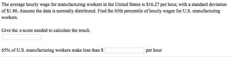 Solved The average hourly wage for manufacturing workers in | Chegg.com