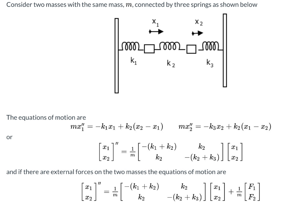 Solved Consider two masses with the same mass, m, connected | Chegg.com