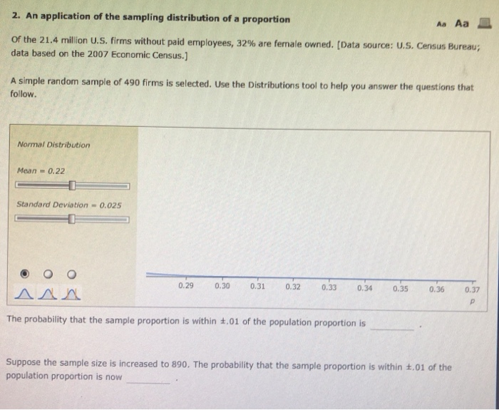 Solved 2. An application of the sampling distribution of a | Chegg.com