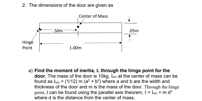 Solved 2. The dimensions of the door are given as a) Find | Chegg.com