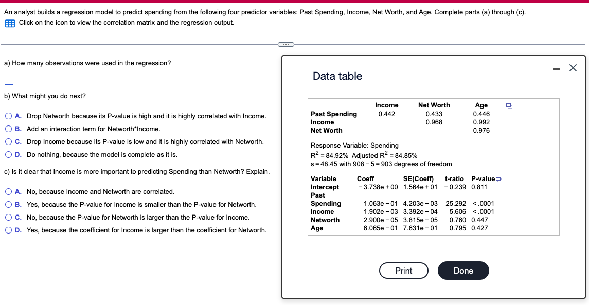 Solved An analyst builds a regression model to predict | Chegg.com