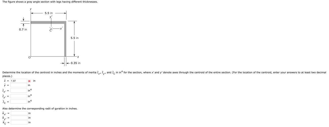 Solved The figure shows a gray angle section with legs | Chegg.com