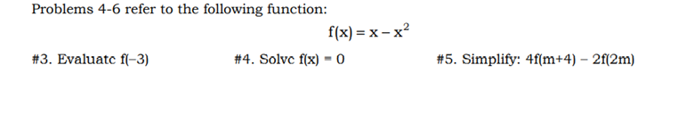 Solved Problems 4-6 refer to the following function: | Chegg.com