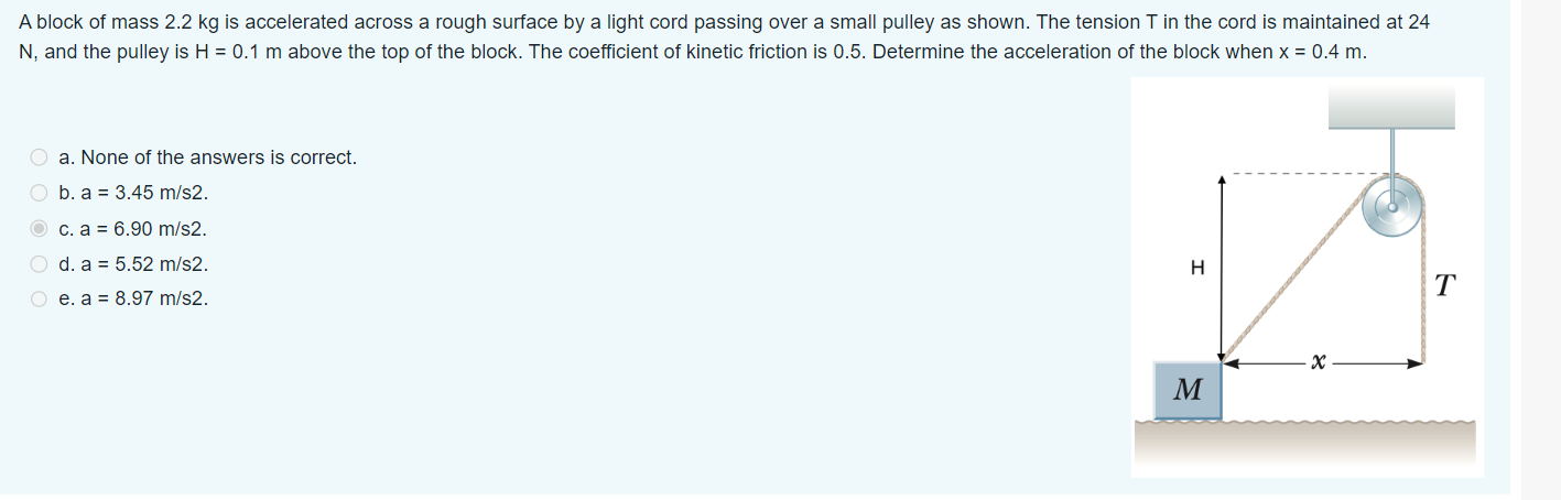 Solved A block of mass 2.2 kg is accelerated across a rough | Chegg.com