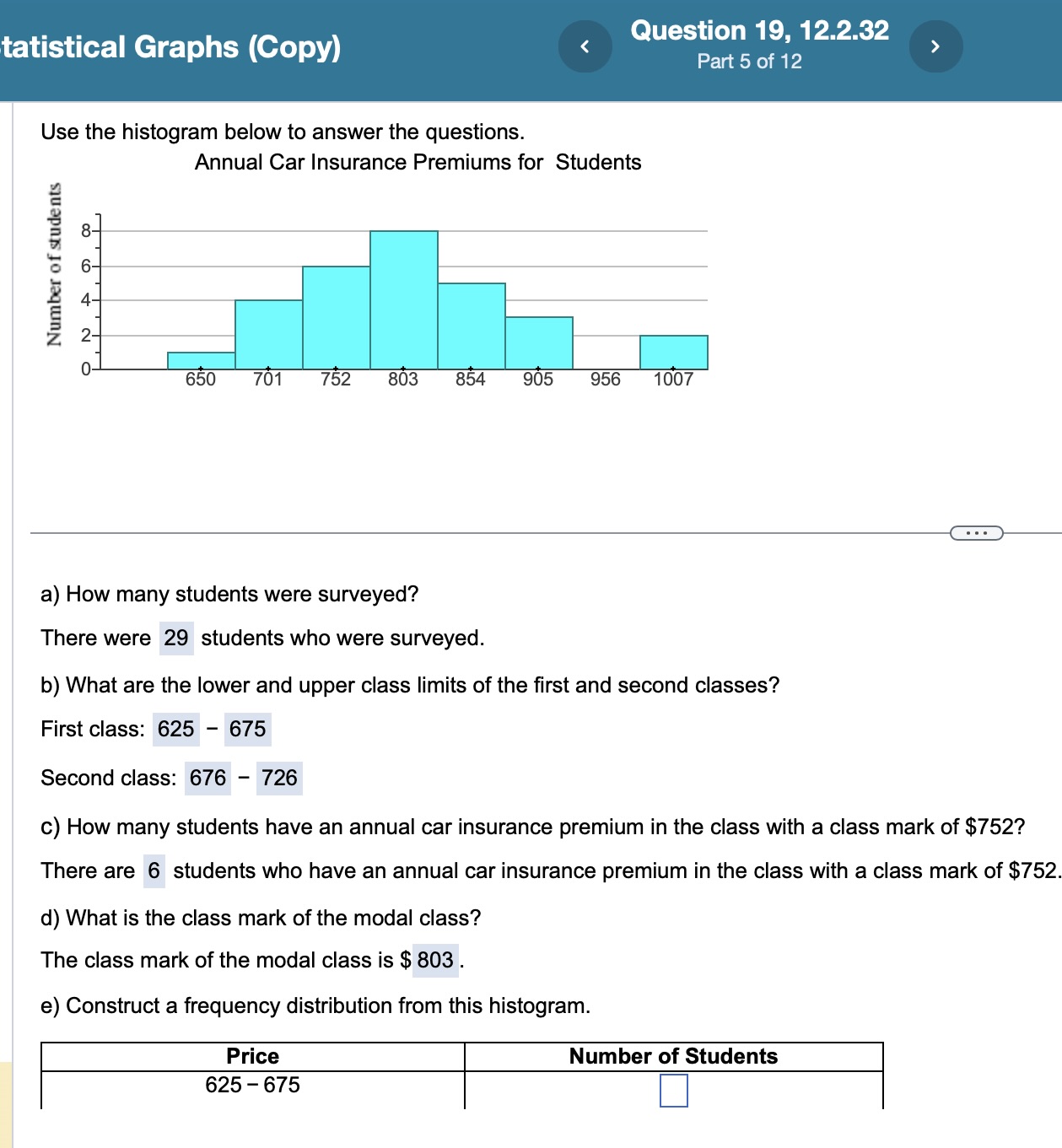 Solved tatistical Graphs (Copy) Question 19, 12.2.32 Part 5 | Chegg.com