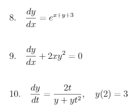 Solved Solve the differential equation using separation of | Chegg.com