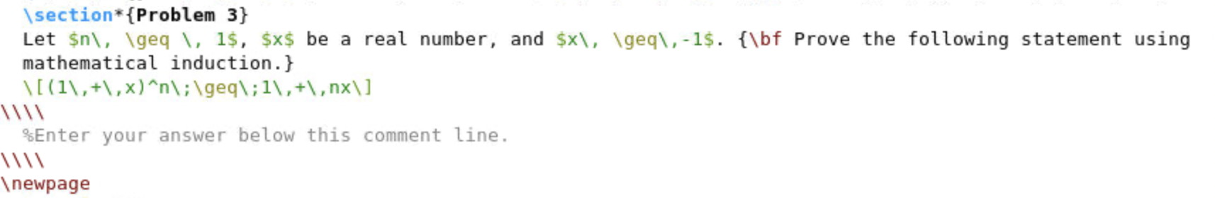 Isection*\{Problem 3\} Let $n\, \geq \, 1$, $x$ be a | Chegg.com