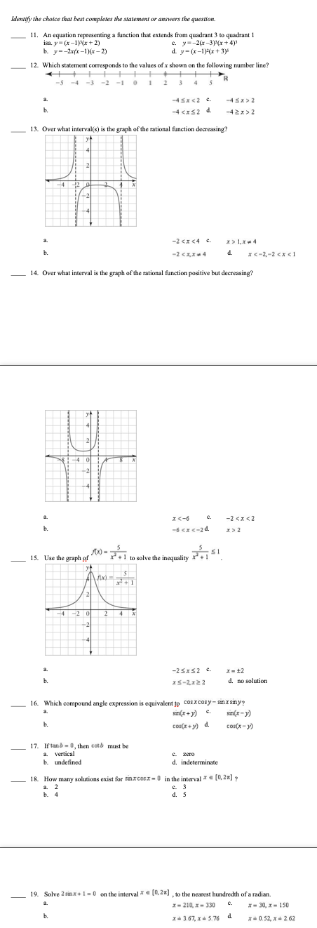 Solved 11. An equation representing a function that extends | Chegg.com