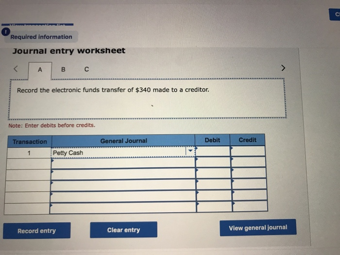 Solved 0 Required information Journal entry worksheet Record | Chegg.com