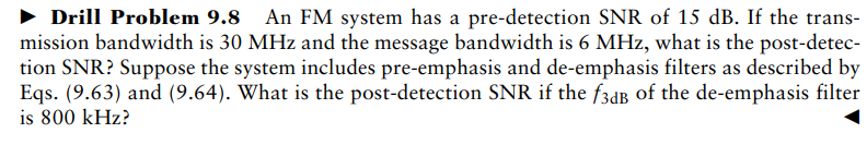 Solved f Hpre(f) = 1 + i f3dB = if (9.64) Hde(f) = (9.63) | Chegg.com