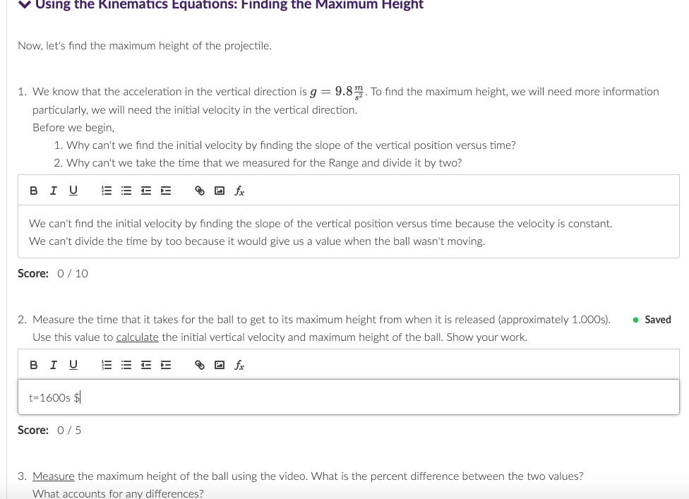 Solved Using the Kinematics Equations: Finding the Maximum | Chegg.com