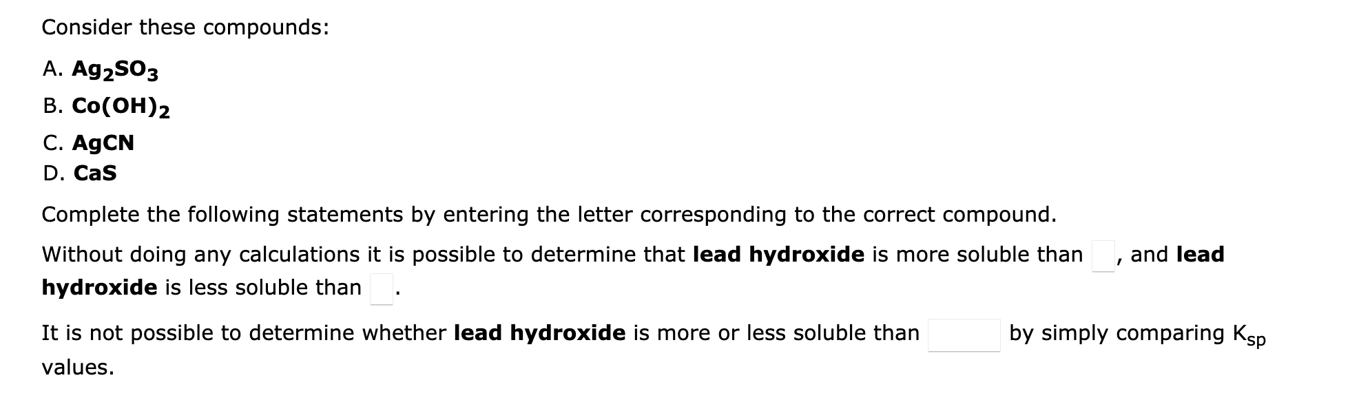 Solved Consider these compounds: A. Ag2SO3 B. CO(OH)2 C. | Chegg.com