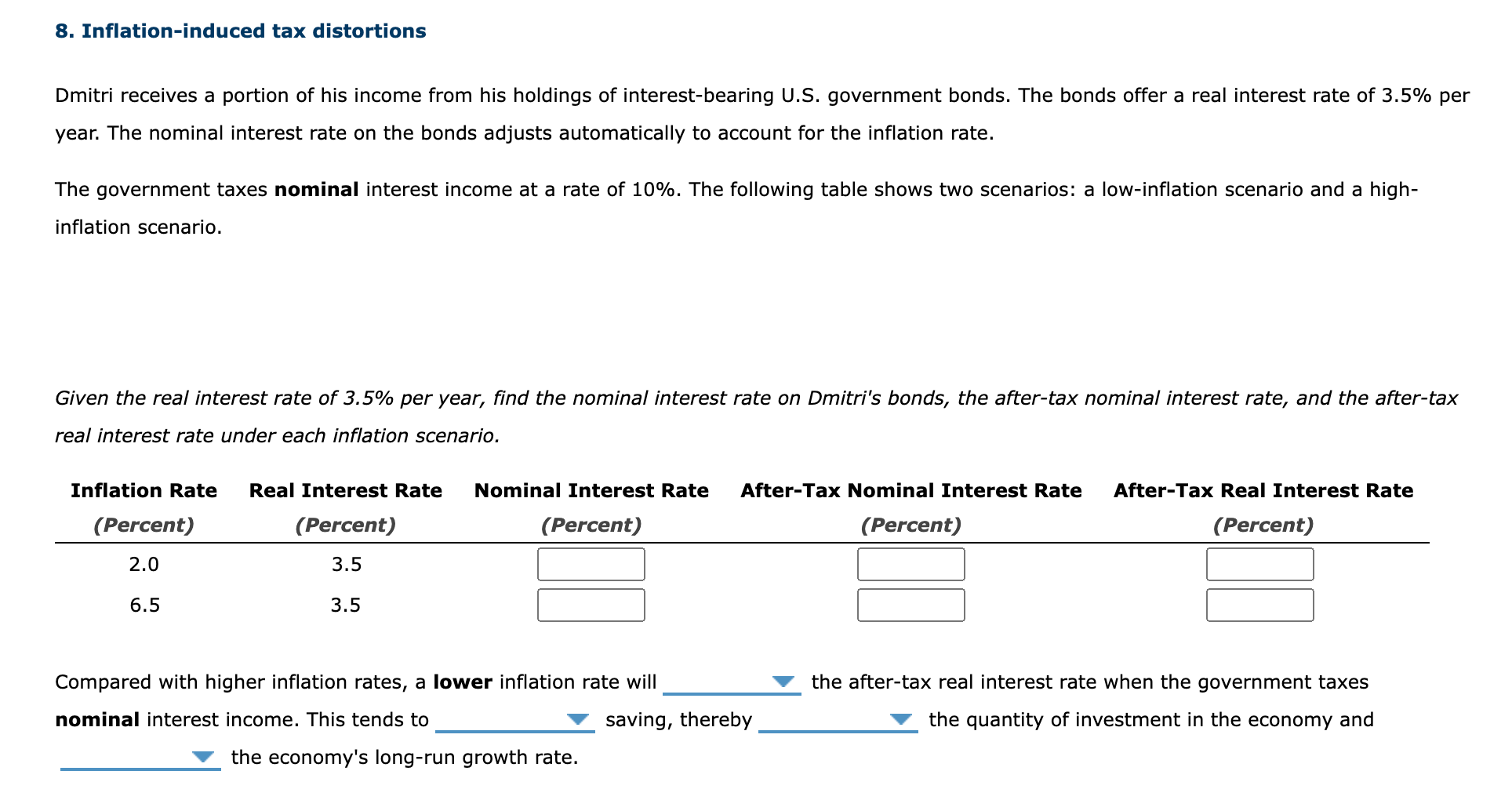 Solved 8. Inflation-induced tax distortions Dmitri receives | Chegg.com