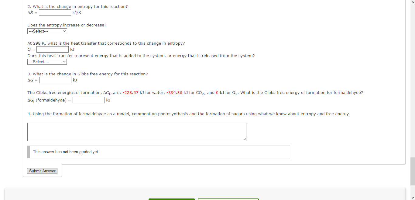 Solved (enthalpy, Gibbs free energy, and entropy) using | Chegg.com