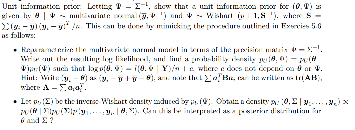 Solved = = Unit information prior: Letting y = 2-1, show | Chegg.com