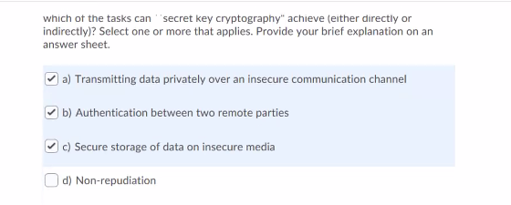 Solved which of the tasks can ''secret key cryptography" | Chegg.com