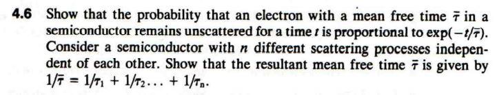 Solved 4.6 Show that the probability that an electron with a | Chegg.com