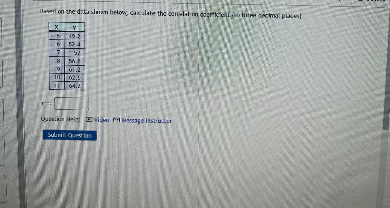Solved Based on the data shown below, calculate the | Chegg.com