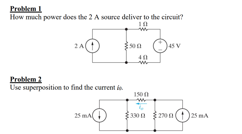 Solved Problem 1 How much power does the 2 A source deliver | Chegg.com