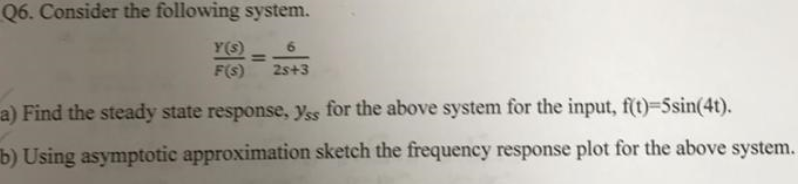 Solved Q6. Consider the following system. a) Find the steady | Chegg.com