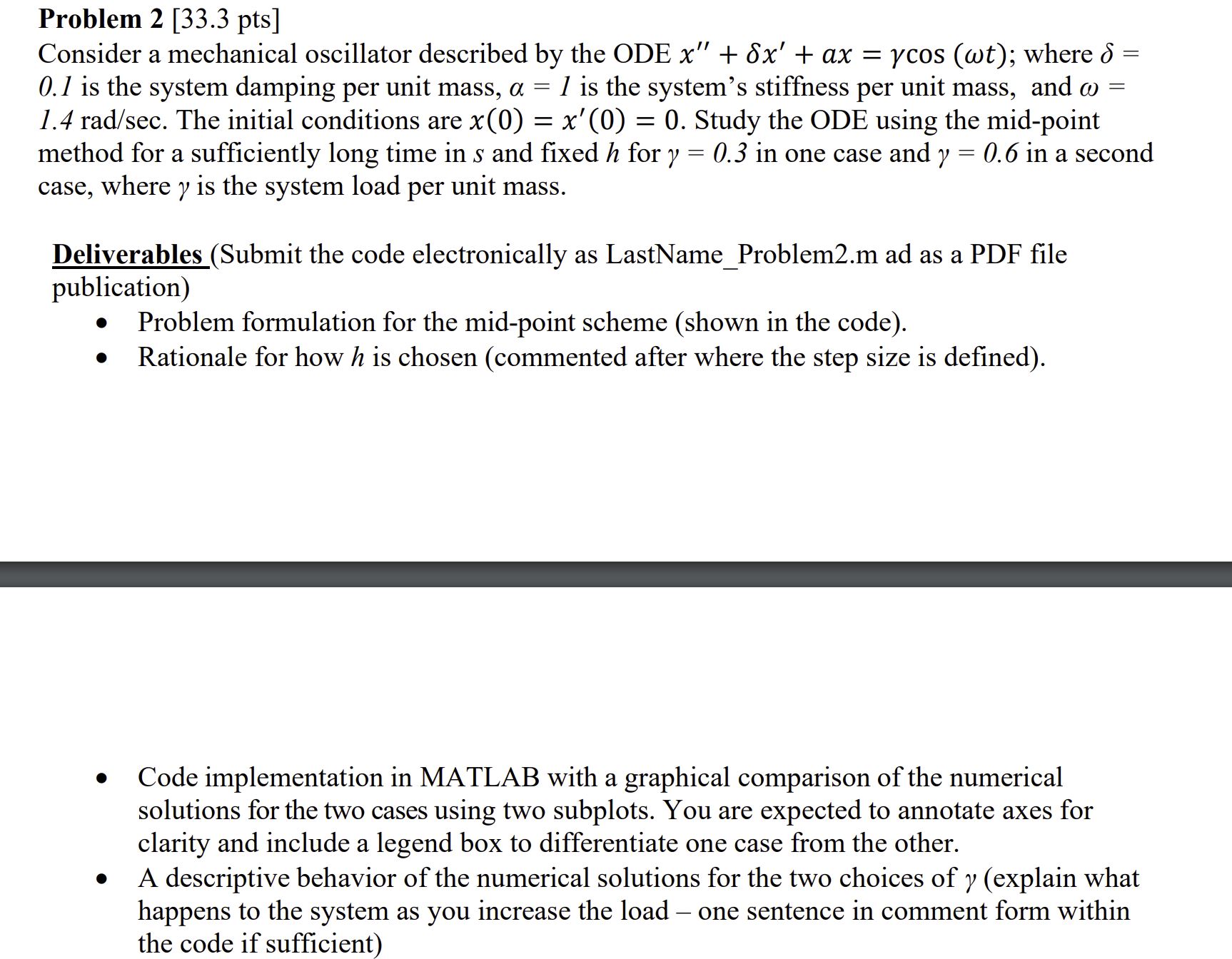 Solved Problem 2 [33.3 ﻿pts]Consider a mechanical oscillator | Chegg.com