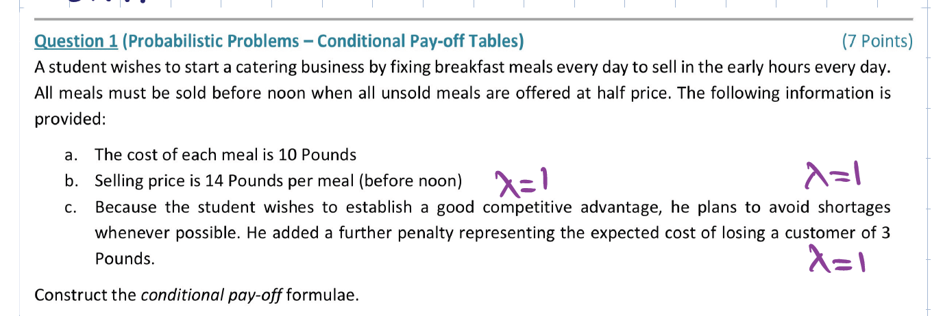 Question 1 (Probabilistic Problems - Conditional | Chegg.com