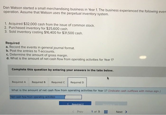 Solved Dan Watson started a small merchandising business in | Chegg.com