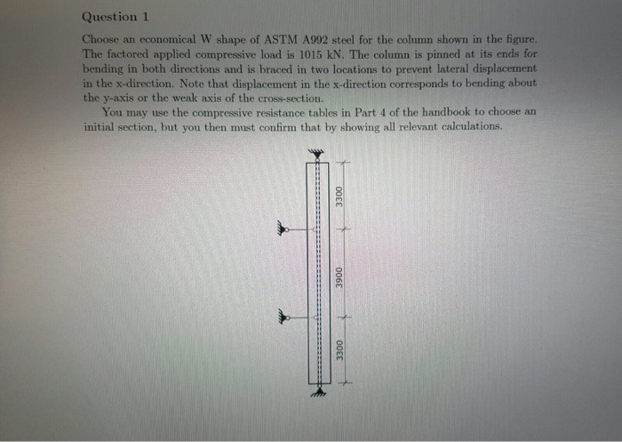 Solved Choose an economical W shape of ASTM A992 steel for | Chegg.com