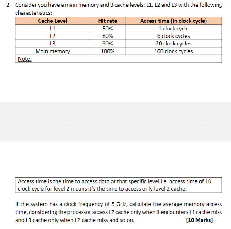 Solved Consider you have a main memory and 3 cache levels: | Chegg.com