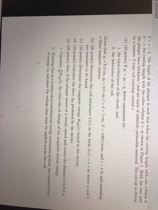 91 Magnetic plunger 91 Lossless N-turn coil Magnetic | Chegg.com