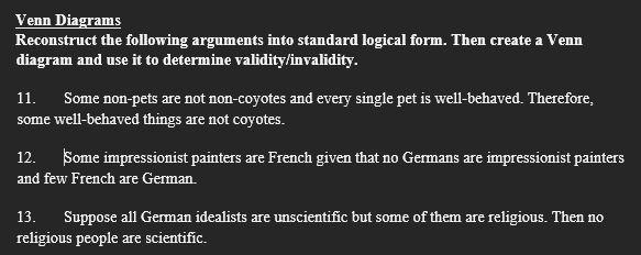 Venn Diagrams Reconstruct the following arguments | Chegg.com