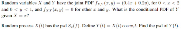 Solved Random variables X and Y have the joint PDF (x,y(x,y) | Chegg.com