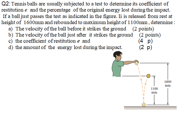 Solved Q2:Tennis balls are usually subjected to a test to | Chegg.com