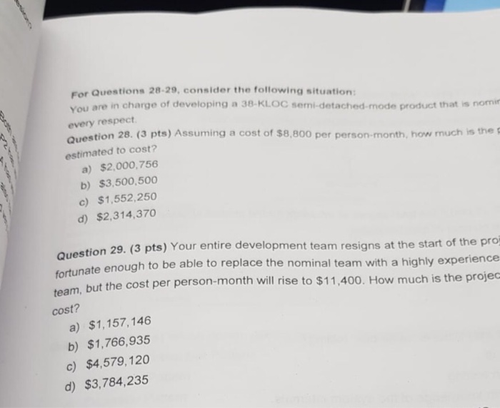 Solved For Questions 28-29, consider the following situation | Chegg.com
