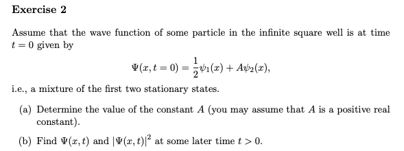 Solved Exercise 2 Assume that the wave function of some | Chegg.com