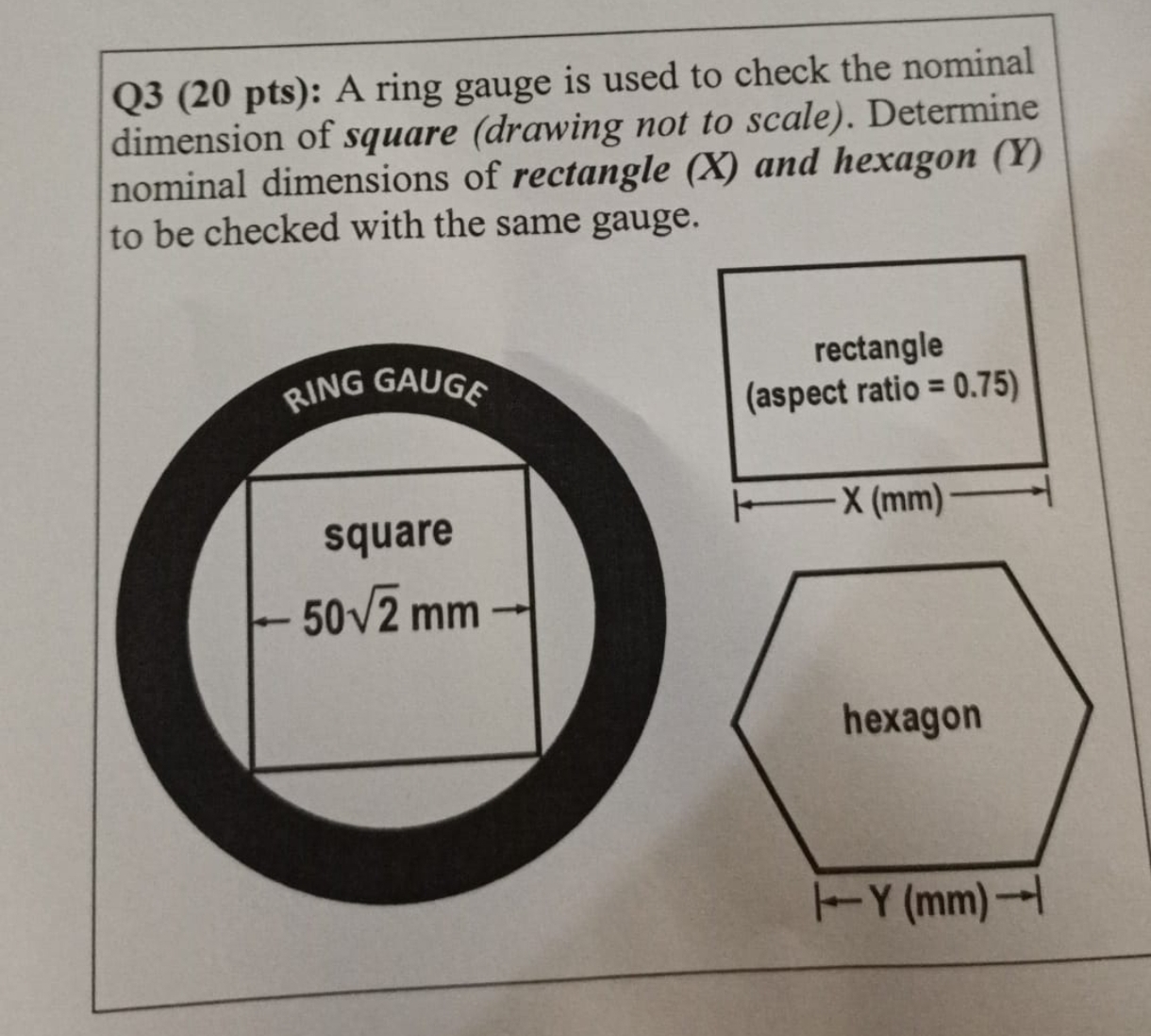 Q3 (20 ﻿pts): A ring gauge is used to check the | Chegg.com