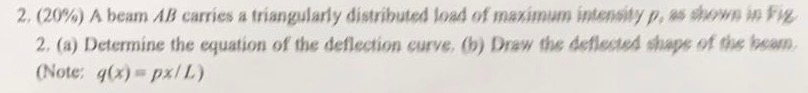 Solved 2. (20%) A beam AB carries a triangularly distributed | Chegg.com