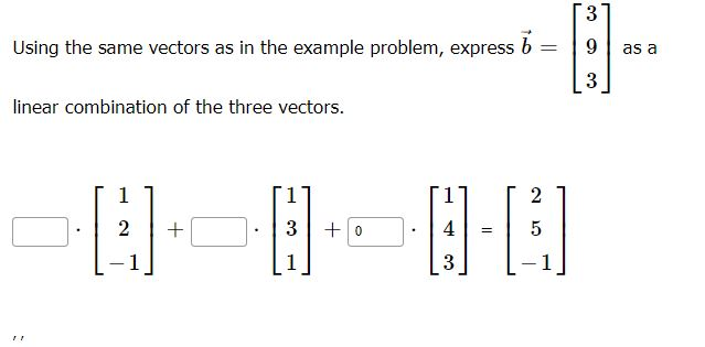 Solved 3 9 Using the same vectors as in the example problem, | Chegg.com