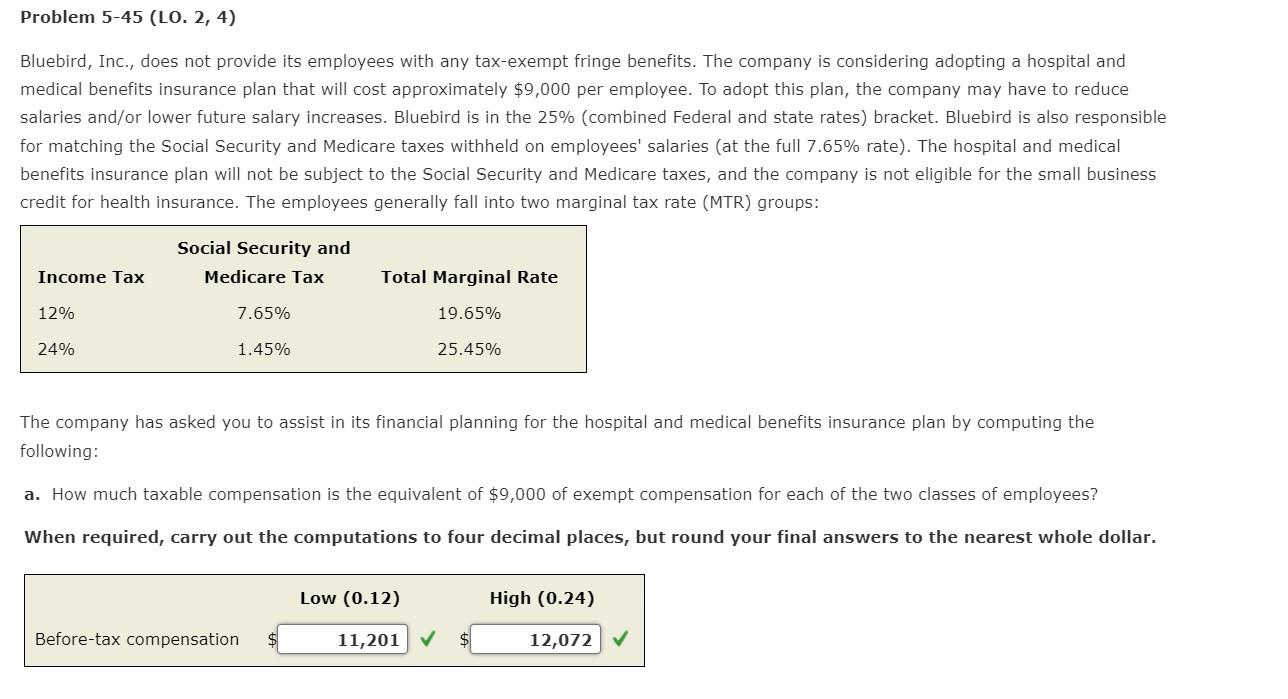 Solved Bluebird, Inc., does not provide its employees with | Chegg.com