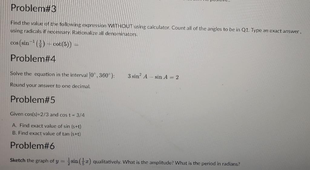 Solved Find the value of the following expression WITHOUT | Chegg.com