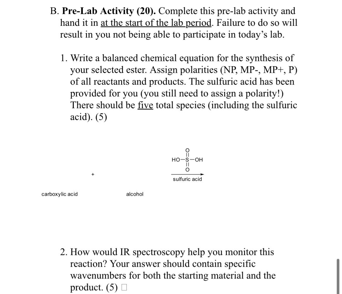 3. Pre-Lab Activity (20). Complete this pre-lab | Chegg.com