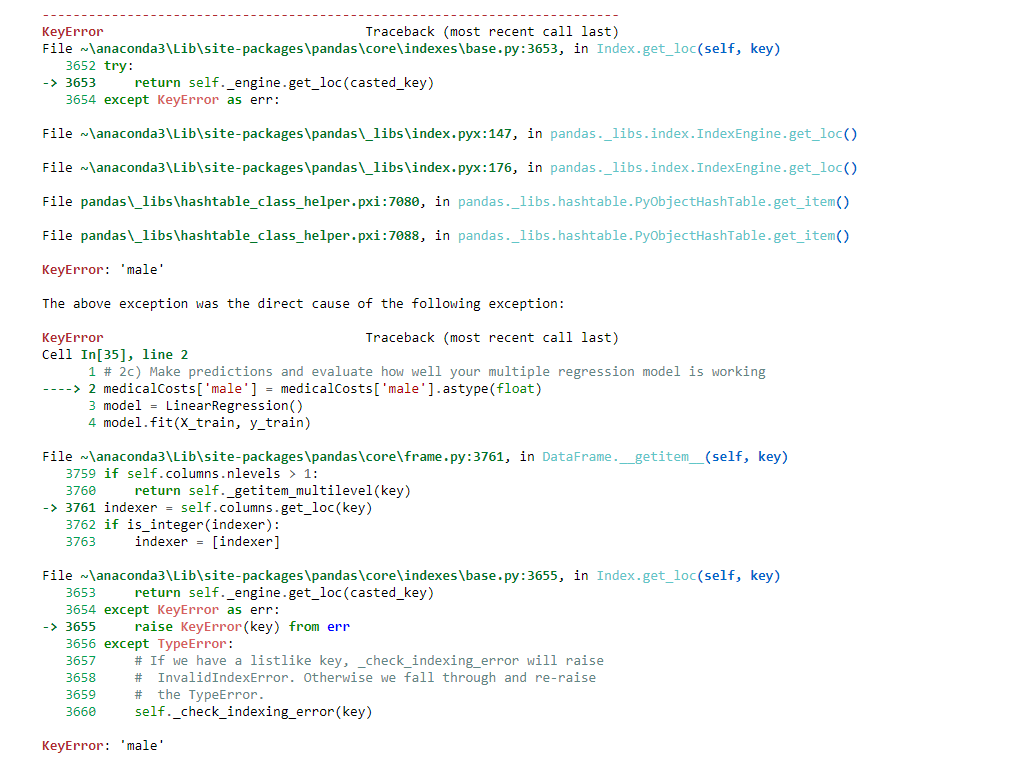 Solved medicalcosts.head (11) ut [140]:2. Create a multiple | Chegg.com