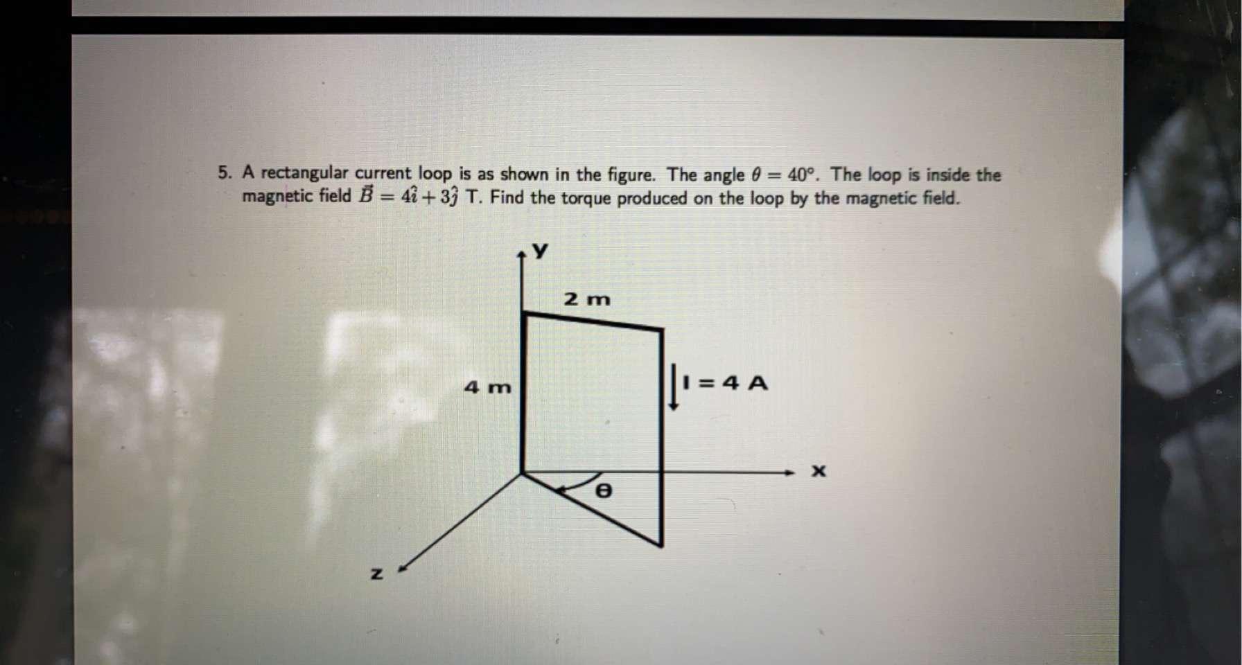 Solved 5. A rectangular current loop is as shown in the | Chegg.com