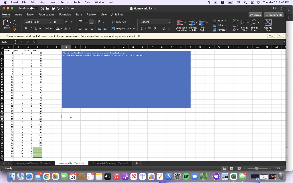 Solved Excel File Edit View Insert Format Tools Data Window | Chegg.com