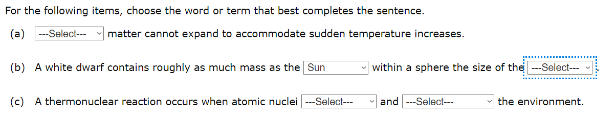 Solved For the following items, choose the word or term that | Chegg.com