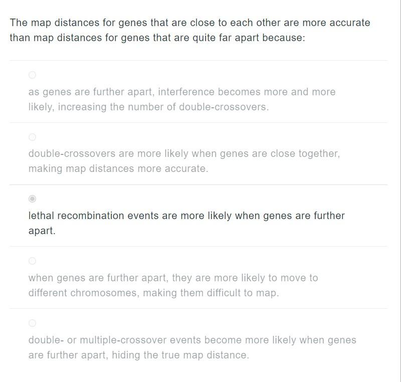 Solved The map distances for genes that are close to each | Chegg.com