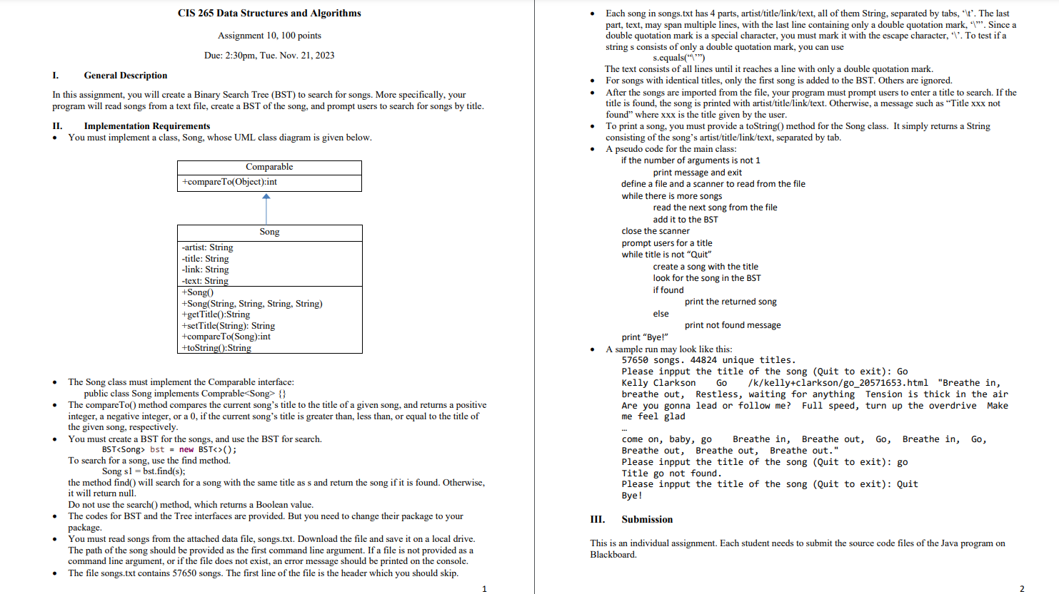 Solved package FuCIS265;public class BST> ﻿implements Tree { | Chegg.com