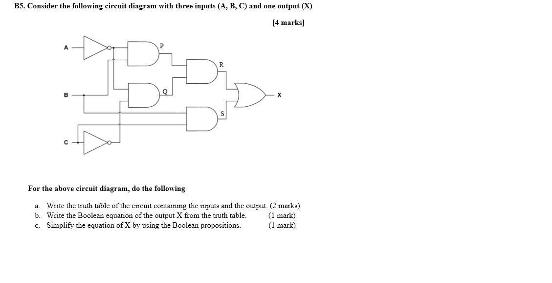 Solved B5. Consider the following circuit diagram with three | Chegg.com